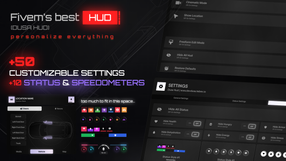 Dusa | Hud | 10 Status, 10 Speedometer Variations