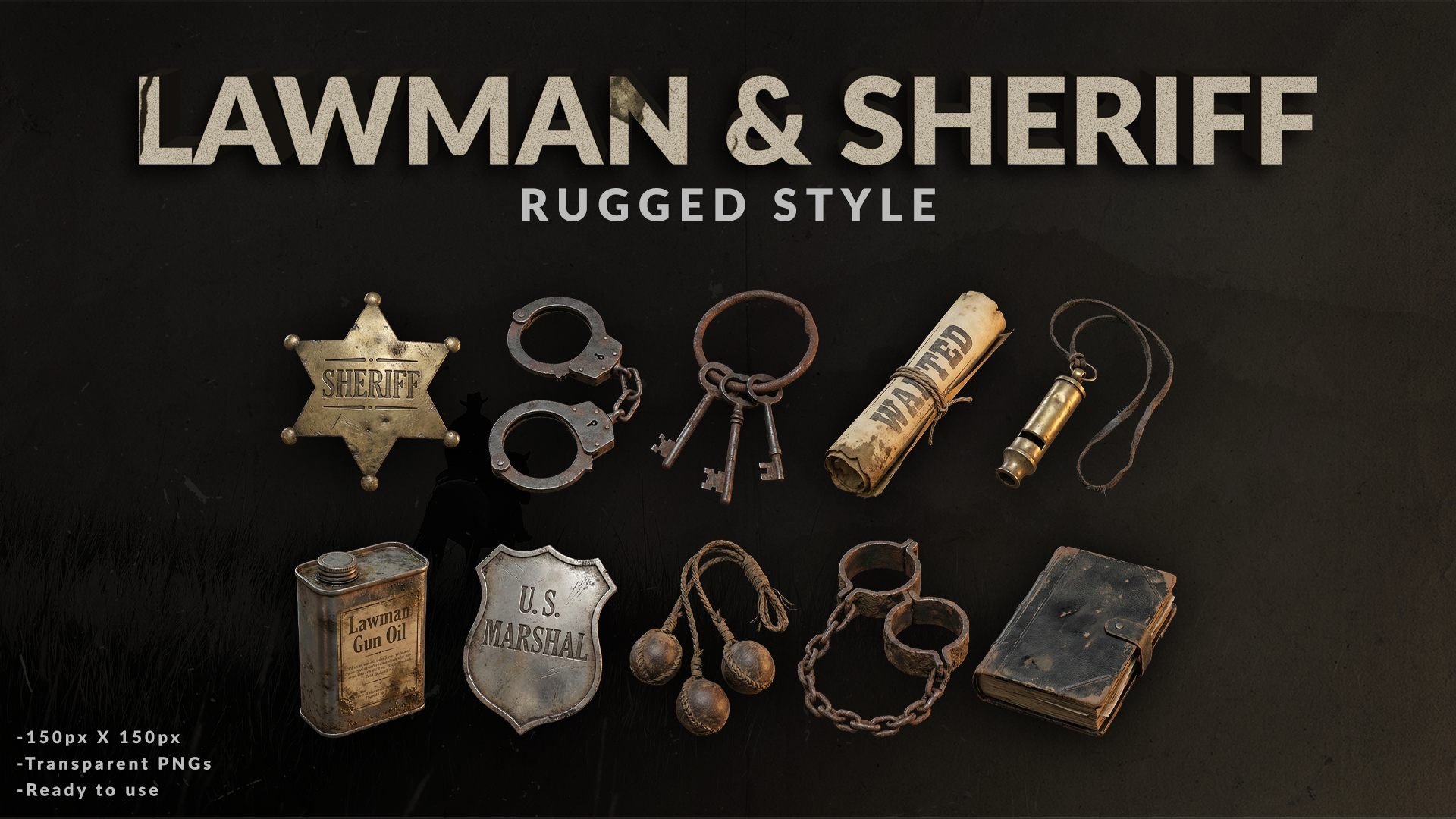 Lamsa Store · [Rugged Style] Lawman & Sheriff Pack - PNG Icons