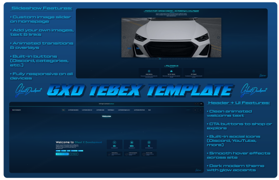 GXD Blue Cyberpunk Futuristic Template - Professional FiveM Tebex GTA5 ...