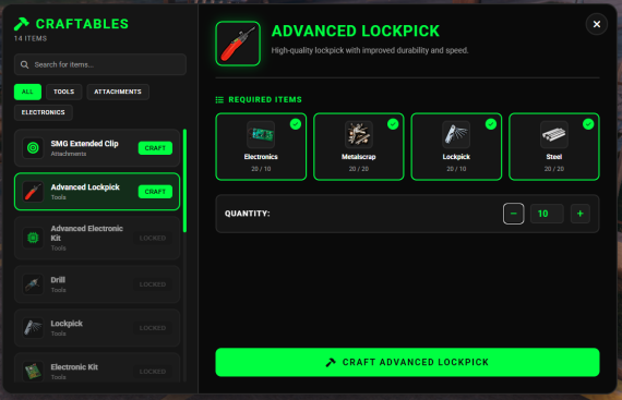 Advanced Crafting System for Qbox - FACE SCRIPTS