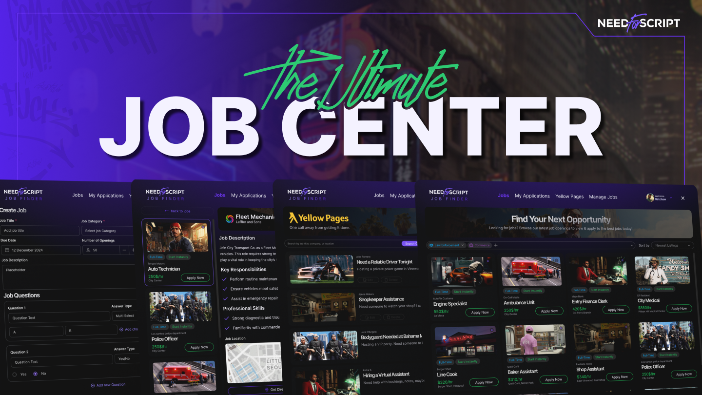 FiveM Jobs Script | Job Management + Yellow Pages | ESX QBCore QBox