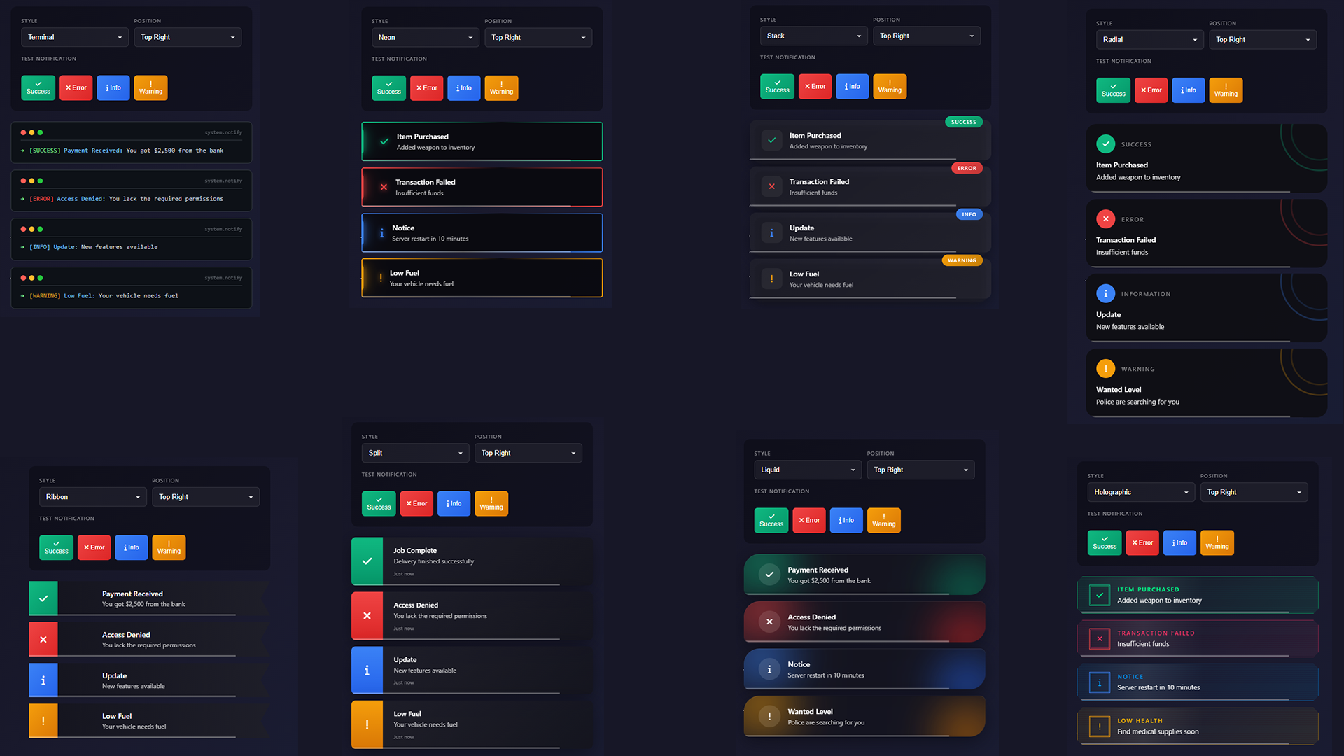 James Harvey Dev. · Modern Notify — 8 Premium Notification Styles