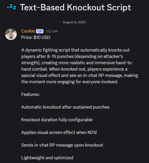 Cookie Development · 💤 Text-Based Knockout Script