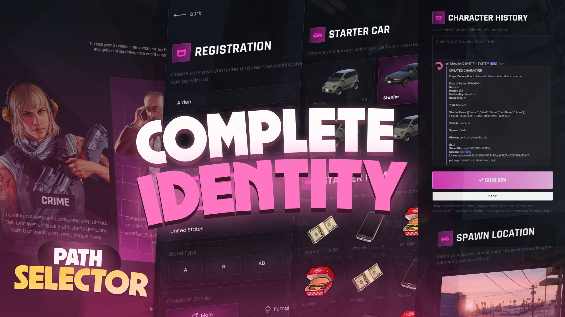 PinkFrog · Complete Identity | Path Selector, Starter items, Starter ...