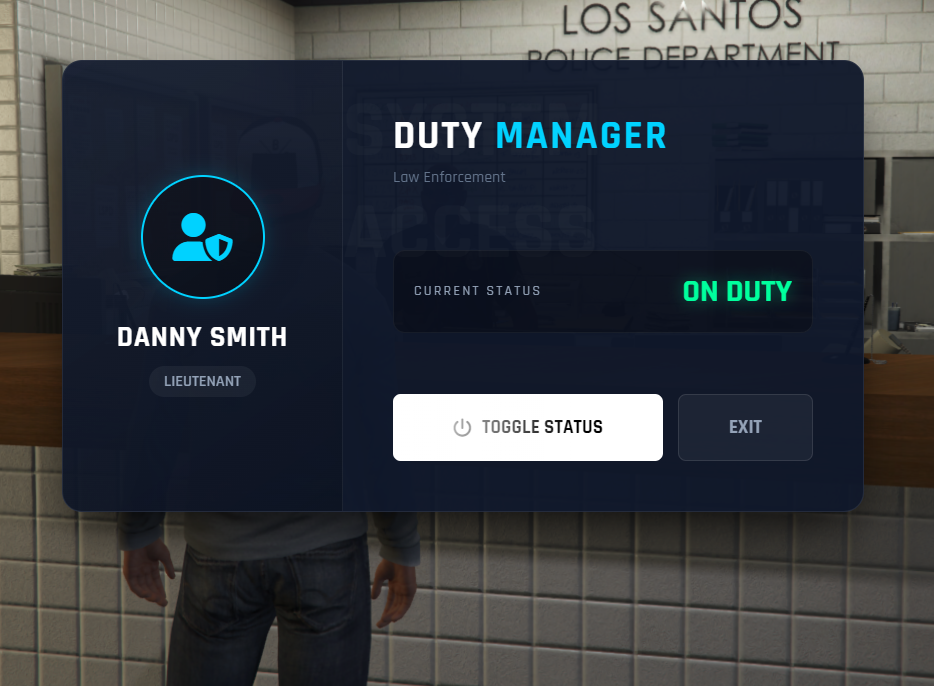 The Modfather’s Lounge · qbcore | on and off duty script with ui | free
