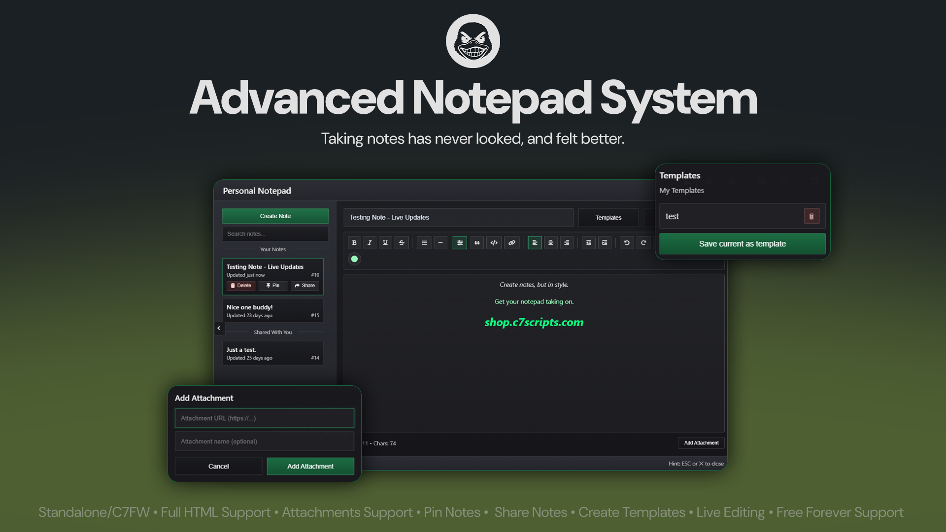 C7 Scripts | C7 Advanced Notepad | FiveM (Standalone/C7FW)