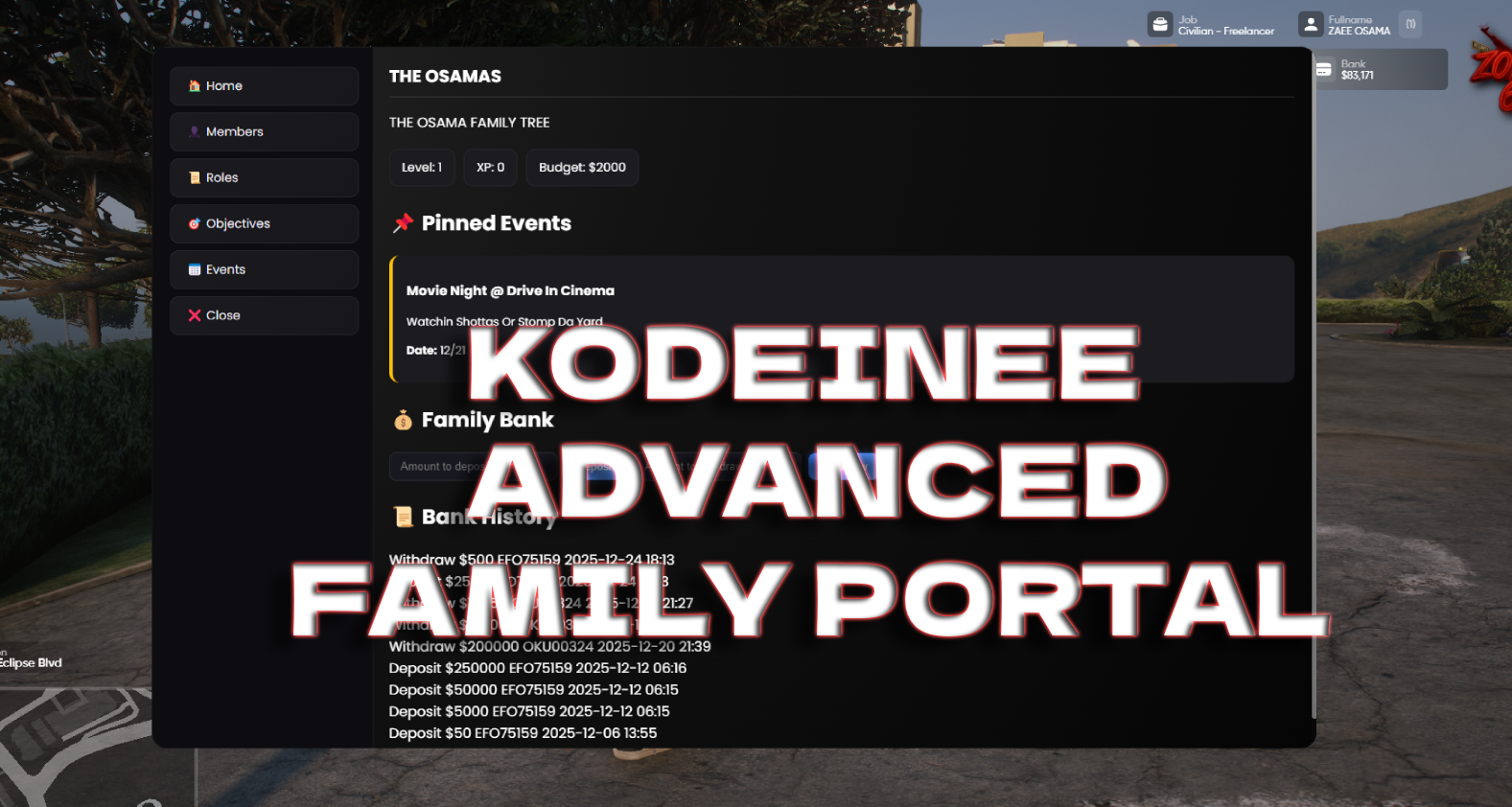 Kodeinee Scripts · Advanced Family Portal [QB]