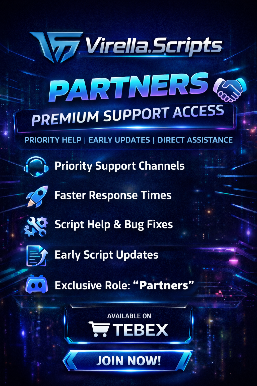 Virella-Scripts-Tebex · 🤝 Partners | Premium Support Access