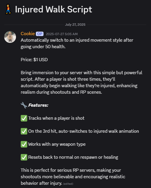 Cookie Development · 🚶‍♂️ Injured Walk Script