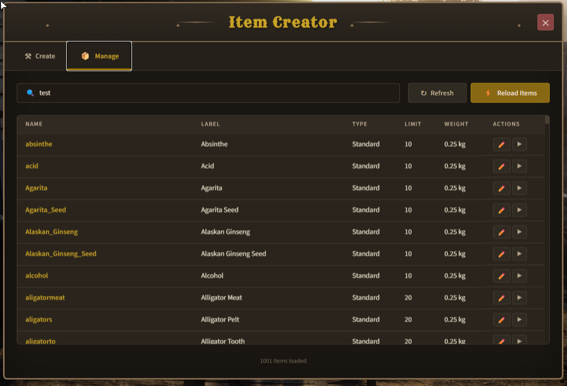 CY DevWorks · # 🛠️ CY-Itemscreator - Ingame Item Management Panel [VORP]