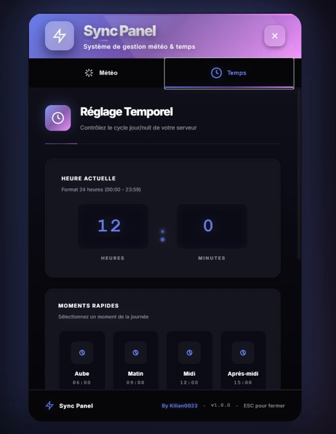 Forzer Modding | FiveM FR | 🌦️ Synchronisation Météo & Heure FiveM