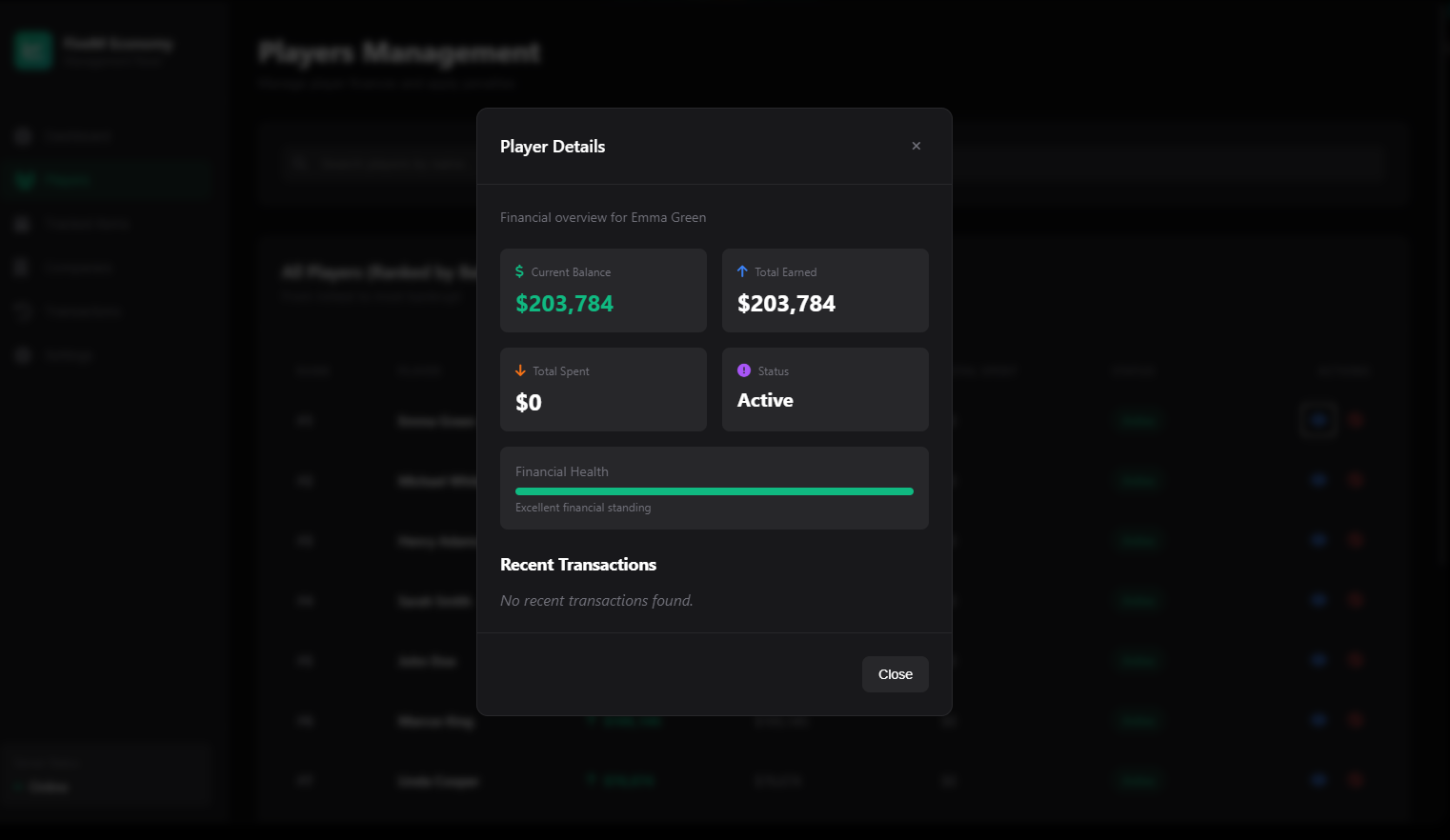Tshentrotech · FiveM Economy Management Dashboard