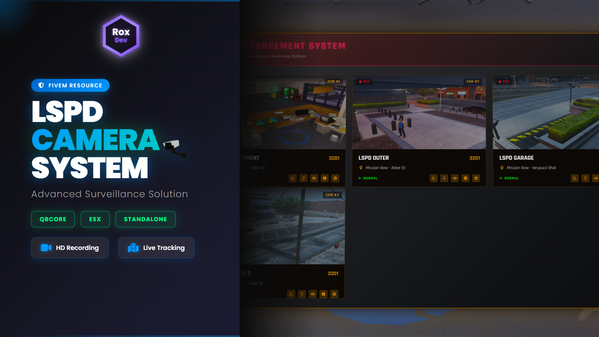 RoxDev · RoxCam Pro v1.0 - Advanced Law Enforcement CCTV System
