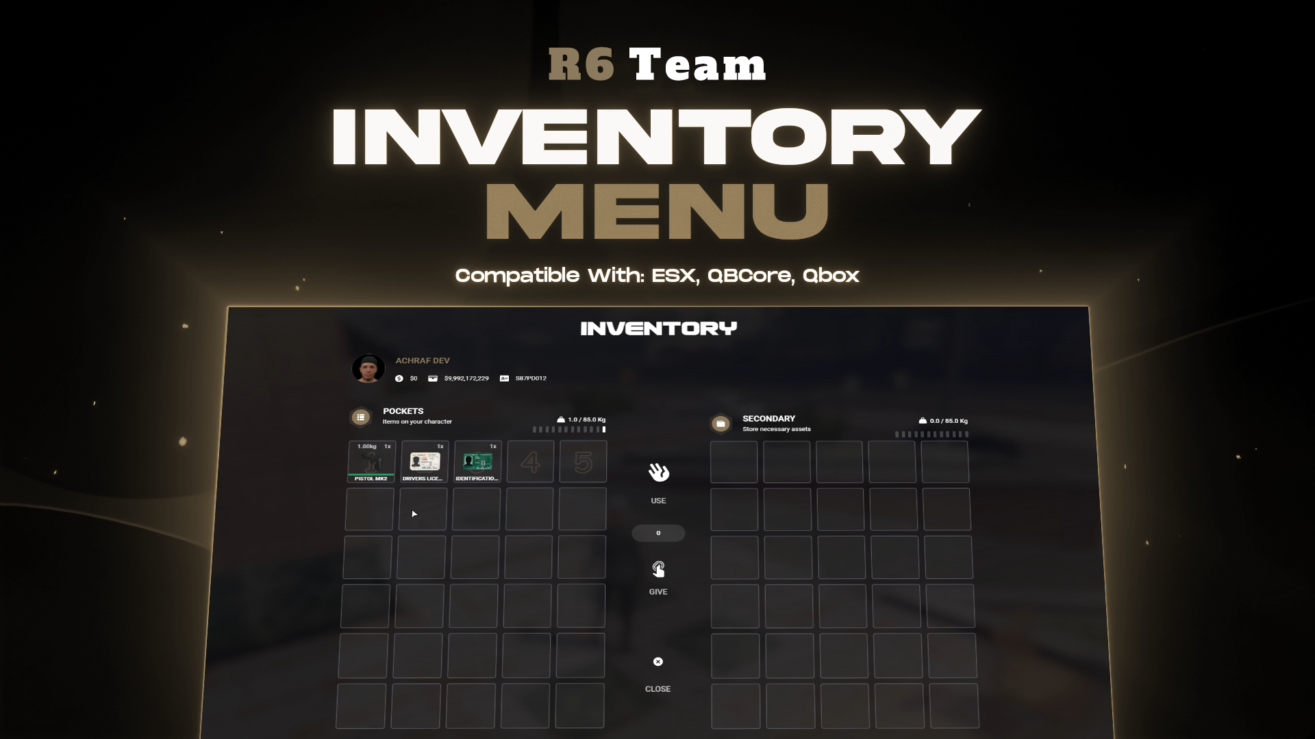 R6 Team · [QB/QBX/ESX] Ox Inventory