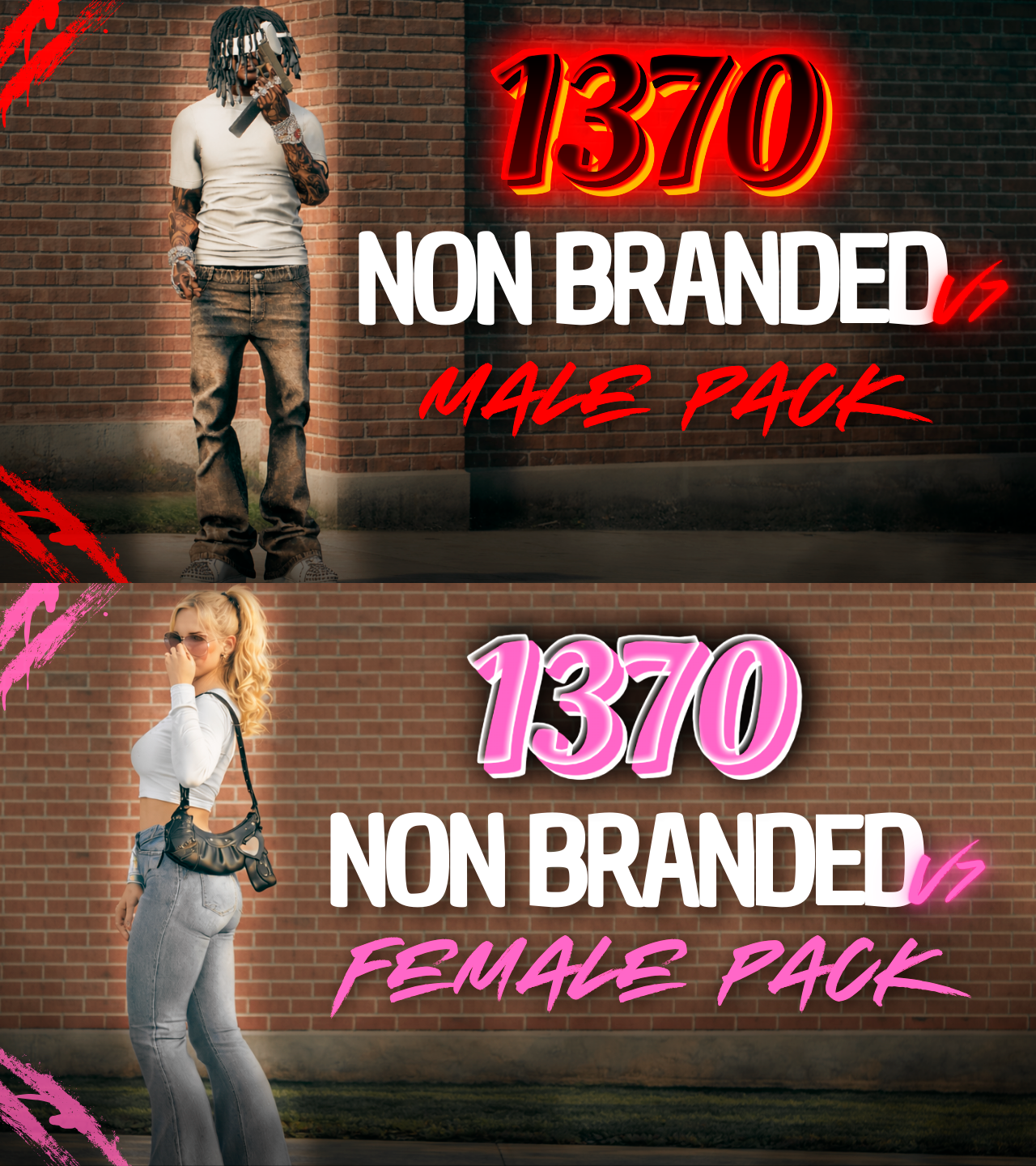1370 Modding | Non Branded Clothes V7 | Male and Female