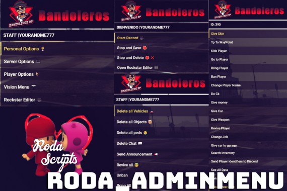 Roda Scripts · Roda Admin Menu