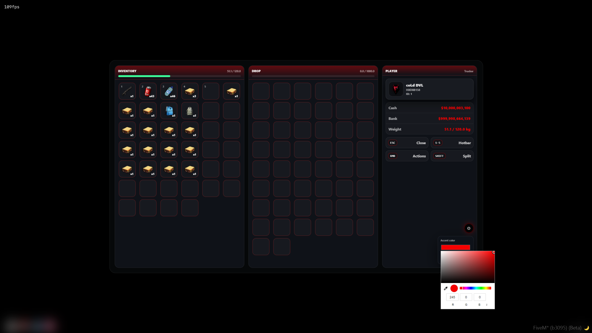 coldstudio · QB Inventory Pro | TAB + Hotbar HUD | Modern UI