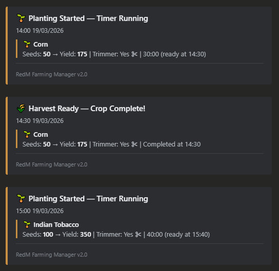 RedM - Ranch Management Bot · RedM — Farming Manager