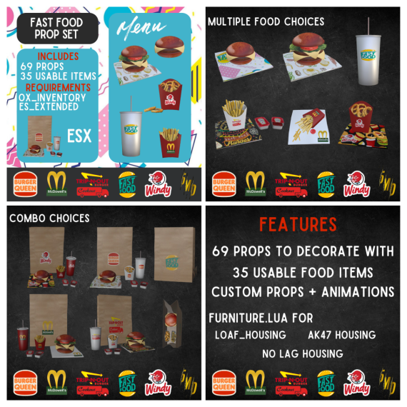 MadeByLex · Fast Food Usable Prop Pack - ESX - 5M Devs by Lex420