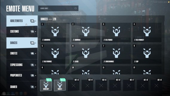 D STORE · EMOTE MENU