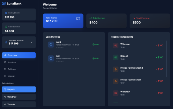 LunaShop · Advanced Banking (Open Source)