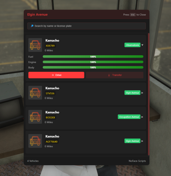 NoFace Scripts | [ESX] Garage V1