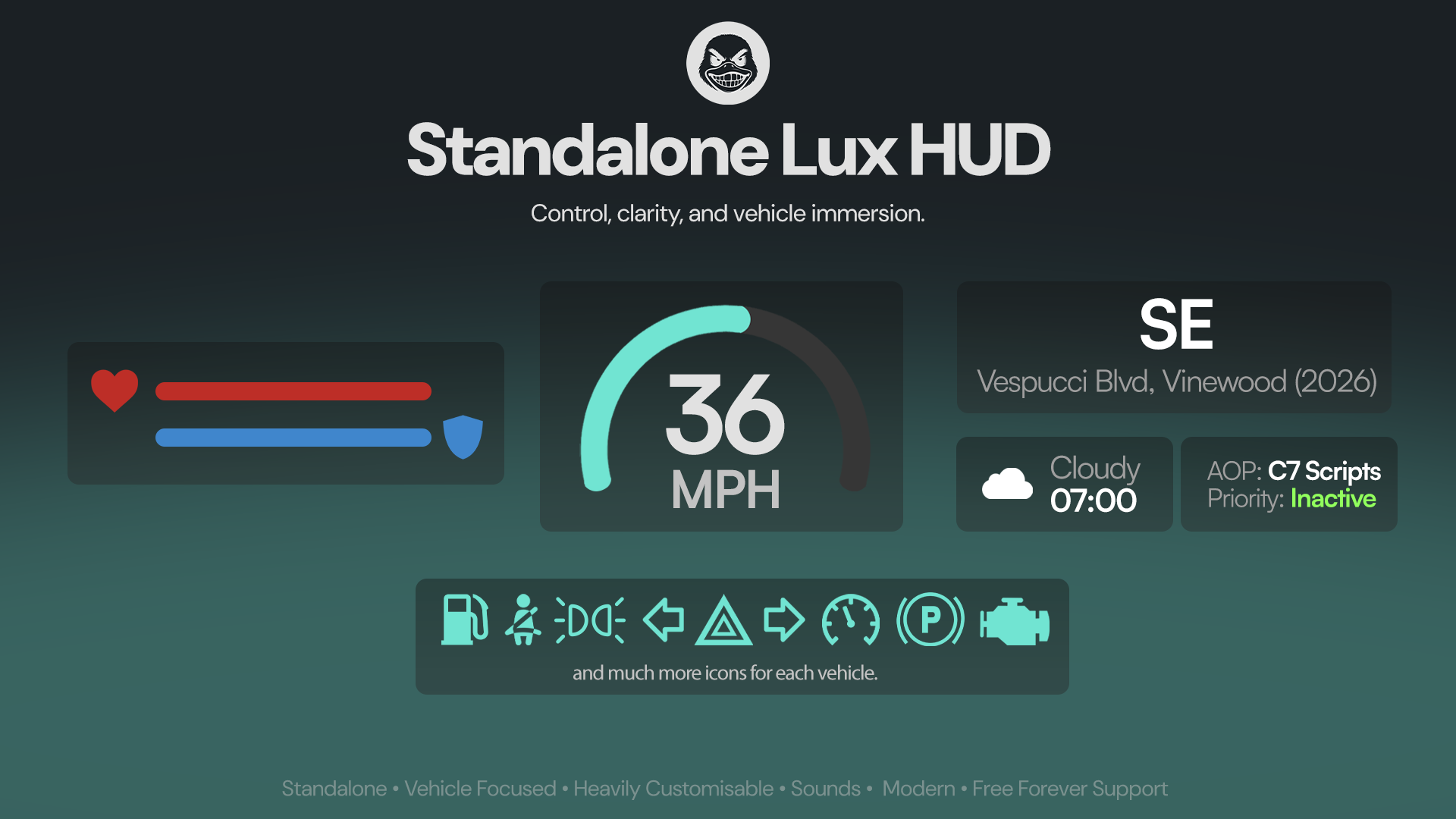 C7 Scripts | C7 Lux Hud | FiveM (Standalone/C7FW)