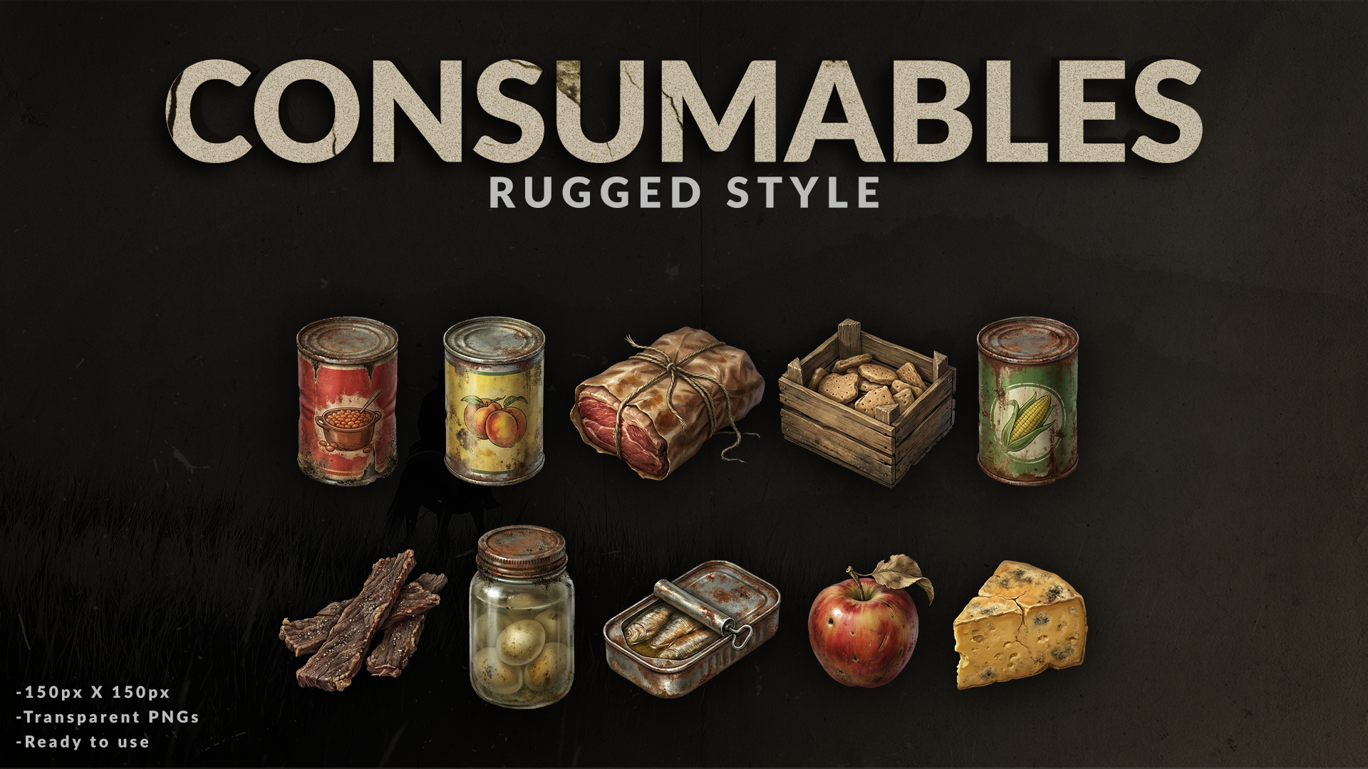 Lamsa Store · [Rugged Style] Consumables Pack 1 - PNG Icons