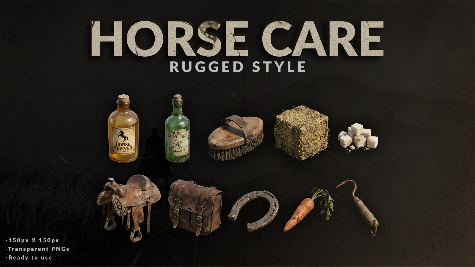 Lamsa Store · [FREE] [Rugged Style] Horse Care Pack - PNG Icons