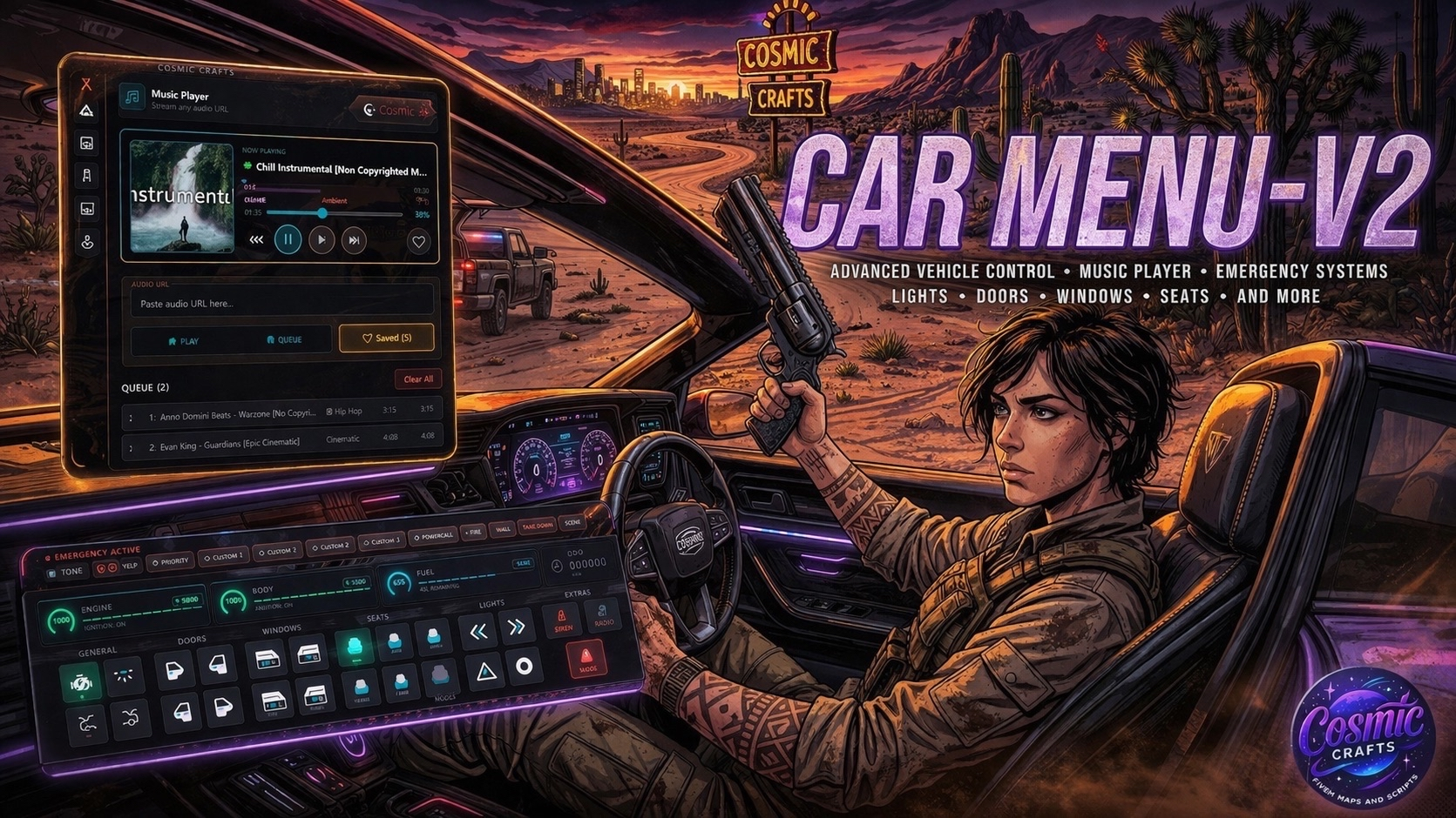 Cosmic Crafts FiveM · Car Menu V2 (ESX/QBCore/Qbox)