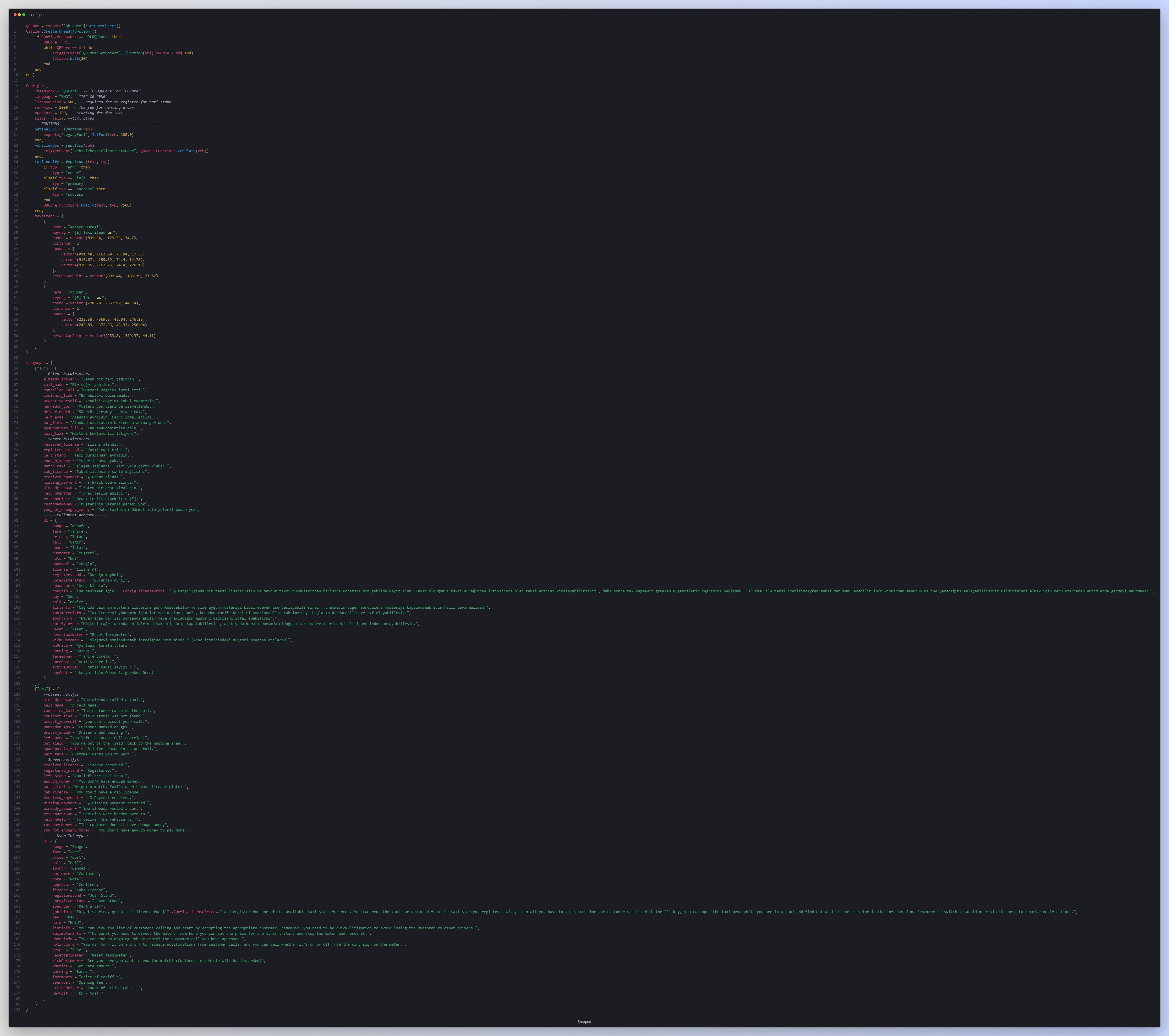 NakreS Development | [QBCore - ESX] Taxi Job (Open Source)