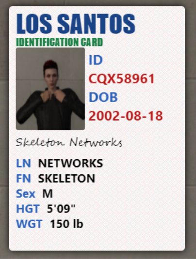 SkeletonNetworks · SN-IDCards (QBCore) OpenSource