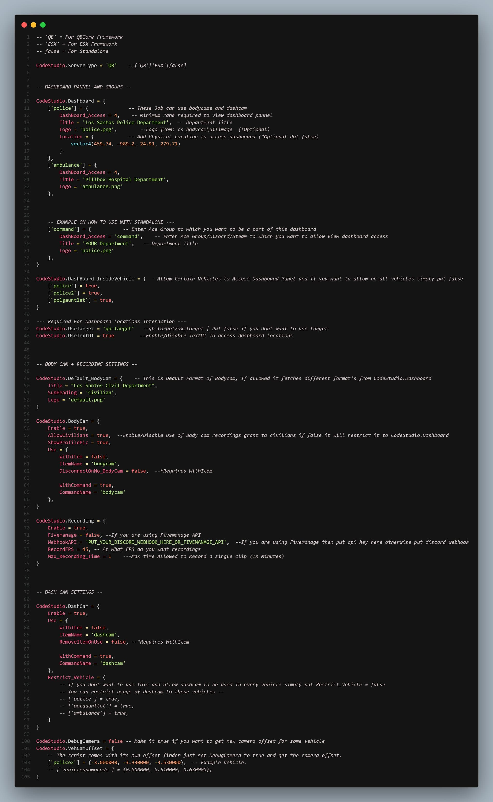 Code Studio | Advanced Bodycam & Dashcam