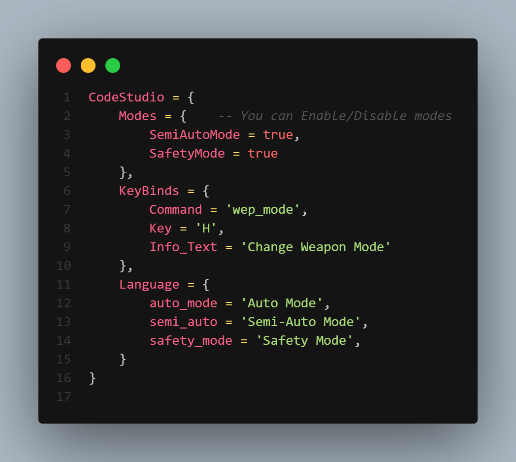 Code Studio | Weapon Fire Mode Changer
