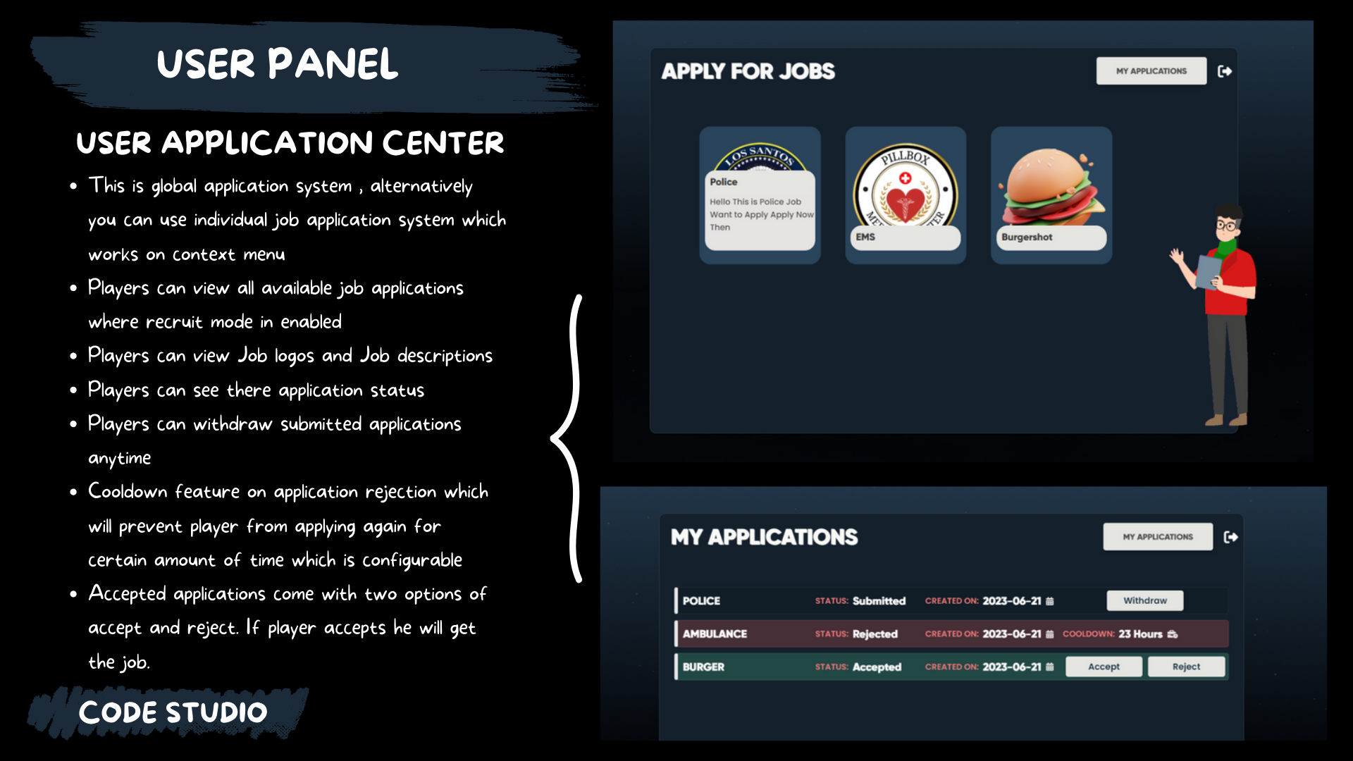 Code Studio | Job Application System | Ingame Forms Creator