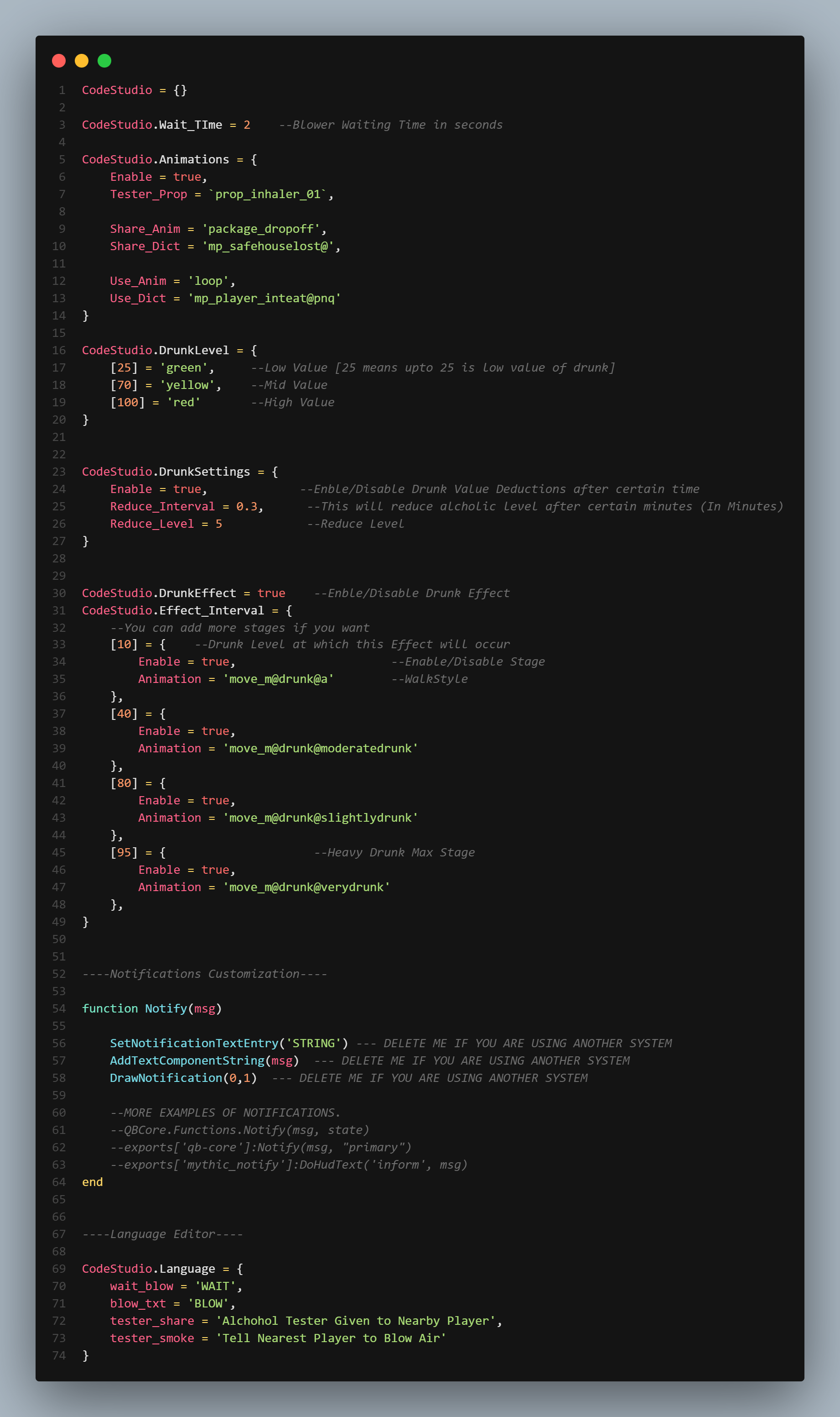Code Studio | Drunk System + Alcohol Tester