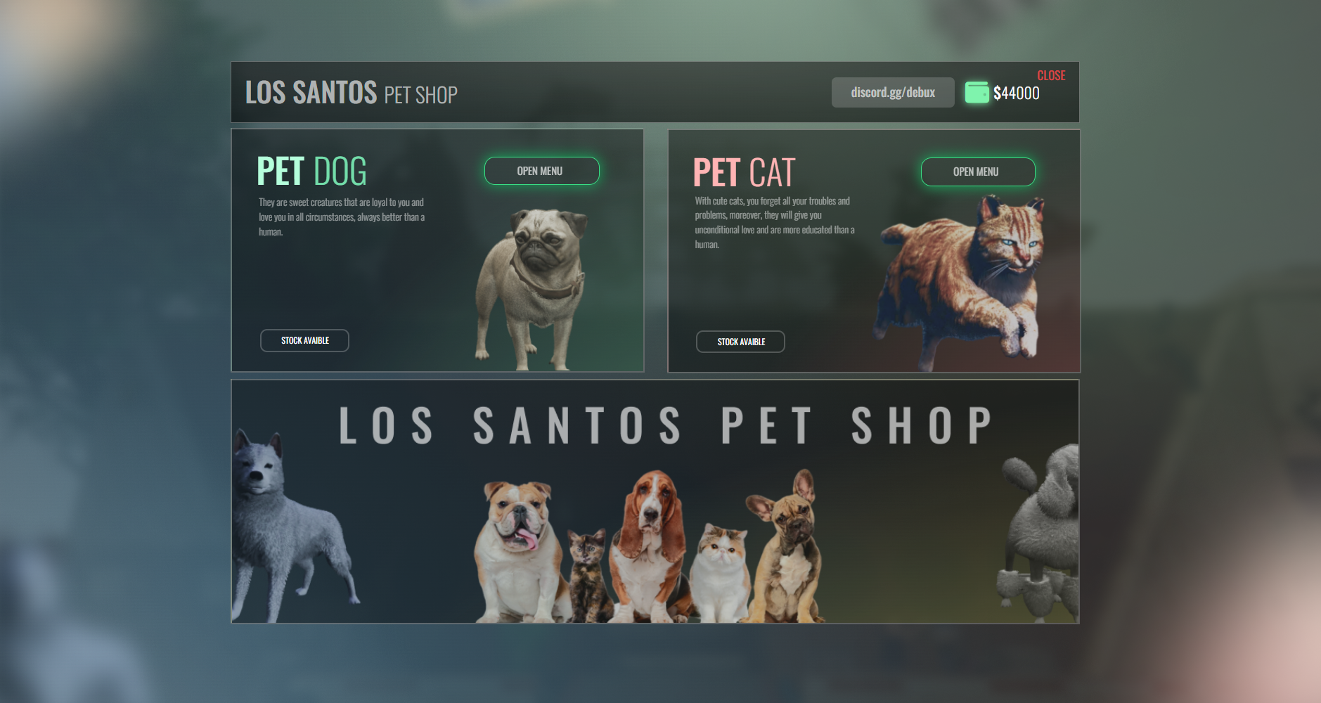 DebuX | [A][OPEN SOURCE] Pet Shop and Pet Script