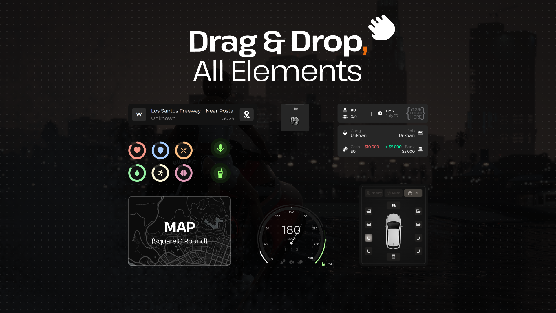 0RESMON | WAIS HUD V6 Customizable - Positionable Map-Dynamic Elements-Car Control [STANDALONE ...