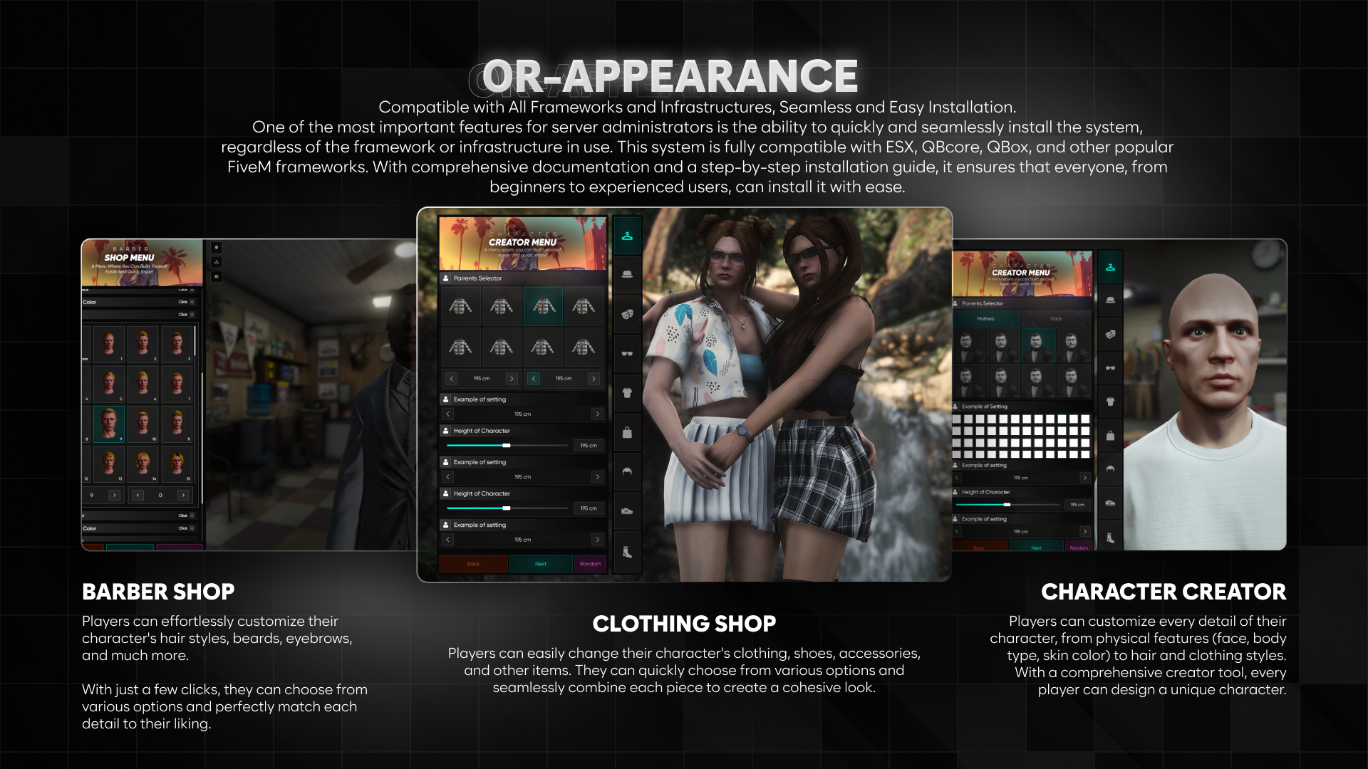 0RESMON | 0R-Appearance v2 & Clothing Open Source (Barber,Tattoo, Char Creator) | geniun