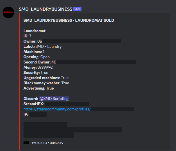 smd_scripting | [ESX] [PAID] SMD_Laundrybusiness - Laundromat for the players