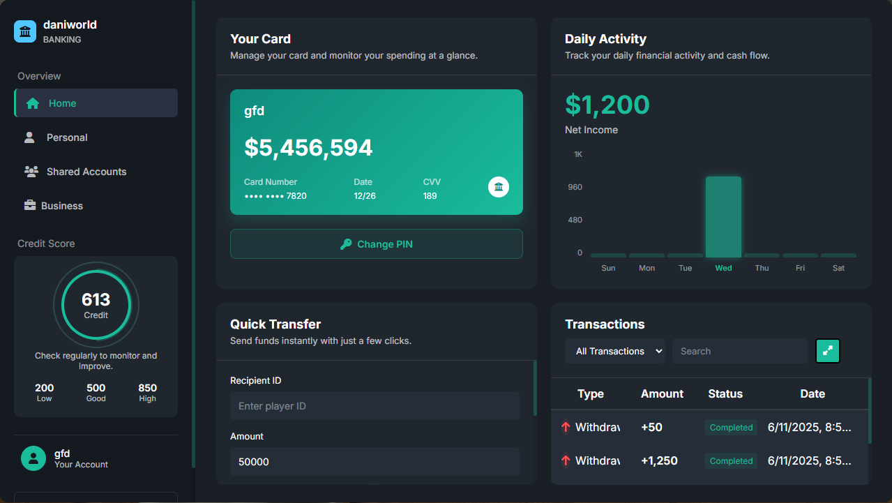 DaniWorld · [QBCore] Advanced banking system - dw-banking V2
