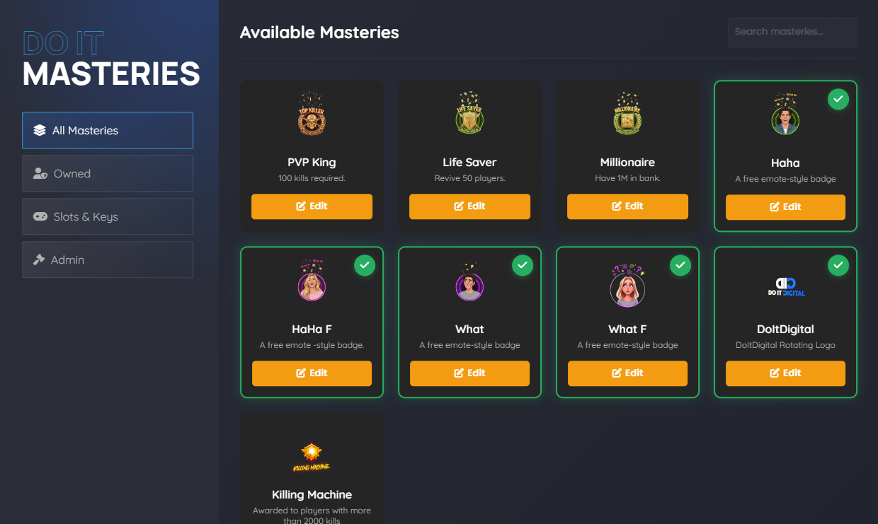 Fivem 🔥FlexMasteries — Mastery & Quick-Flex System · DoItDigital Store