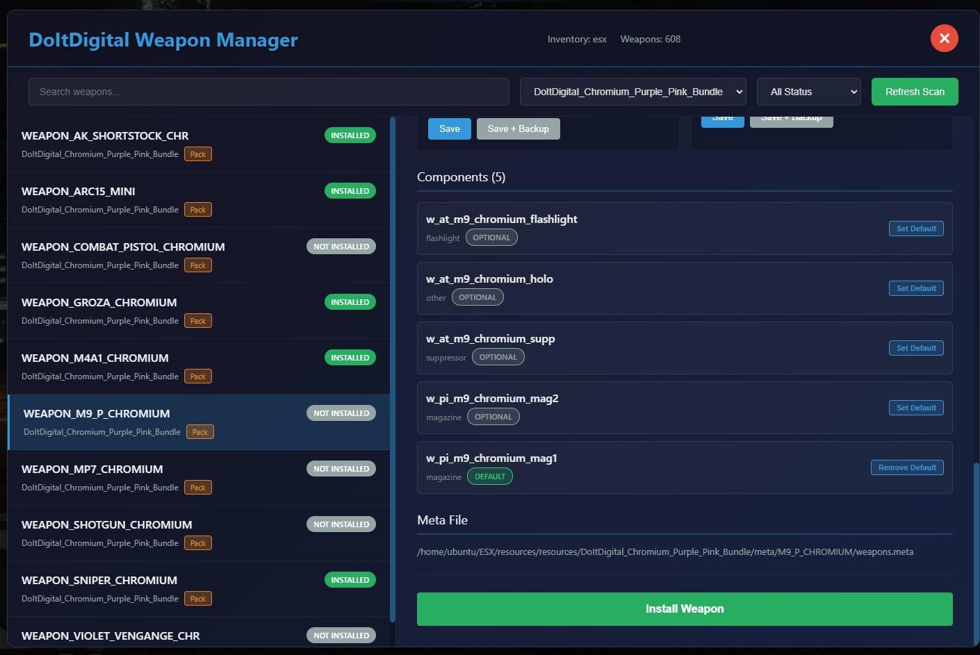 FiveM Weapon Manager | Installer, Meta Editor & In-Game Admin Tool