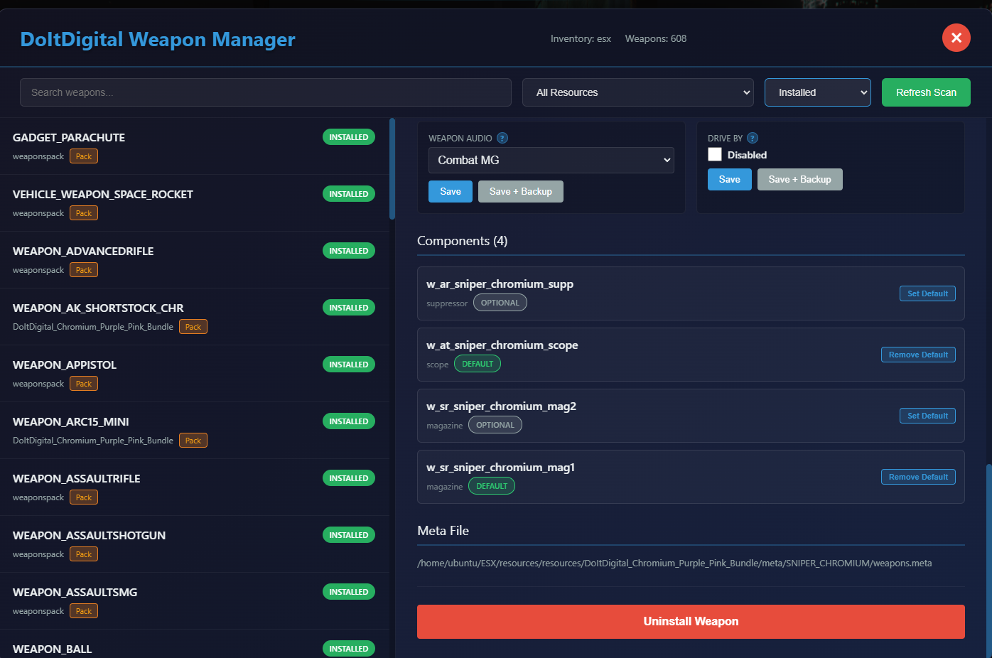 FiveM Weapon Manager | Installer, Meta Editor & In-Game Admin Tool