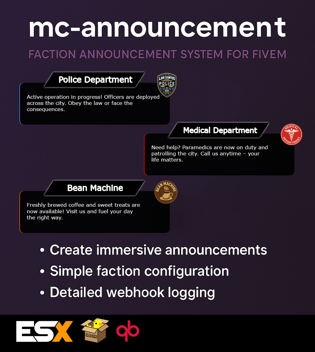 MC Scripts | Announcement System