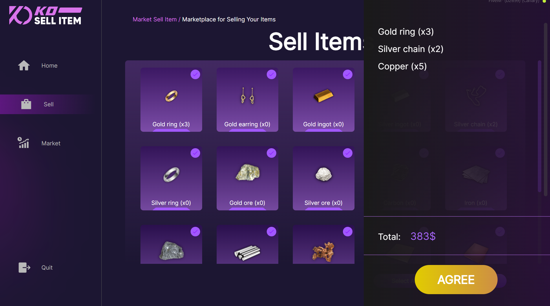 PAID - [ESX/QB] kzo_itemsell | Marketplace for Selling Players’ Items ...