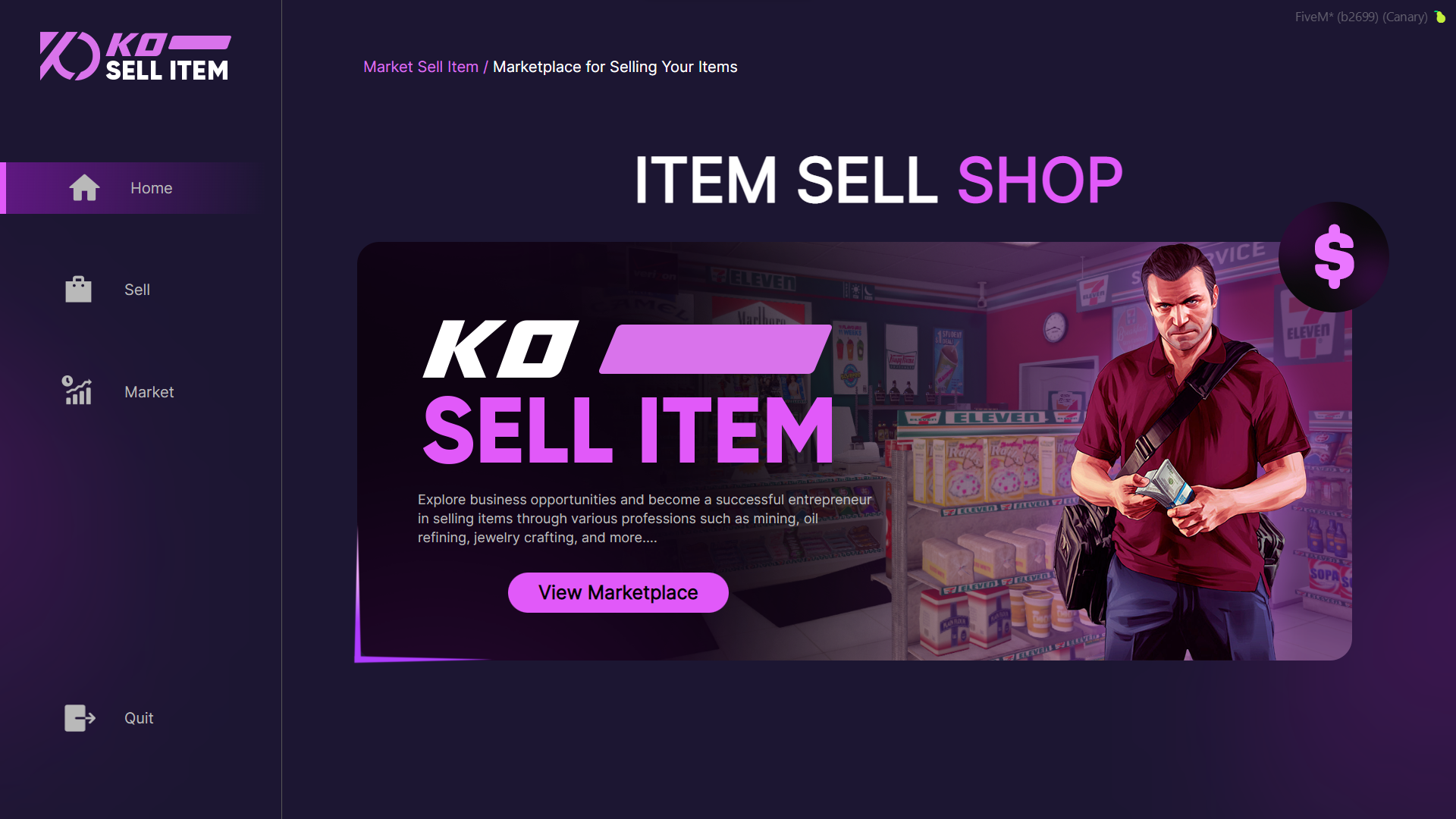 PAID - [ESX/QB] kzo_itemsell | Marketplace for Selling Players’ Items ...