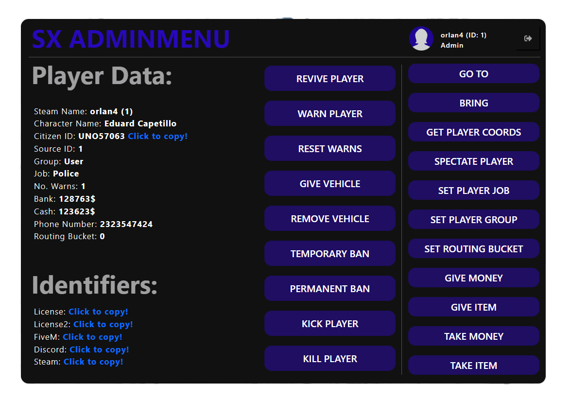 SX Scripts | SX AdminMenu [ESX/QB]