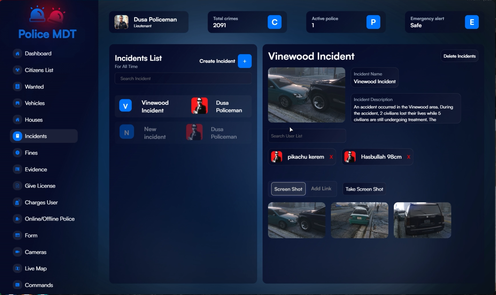 Dusa | Police MDT | Mugshot + Camera