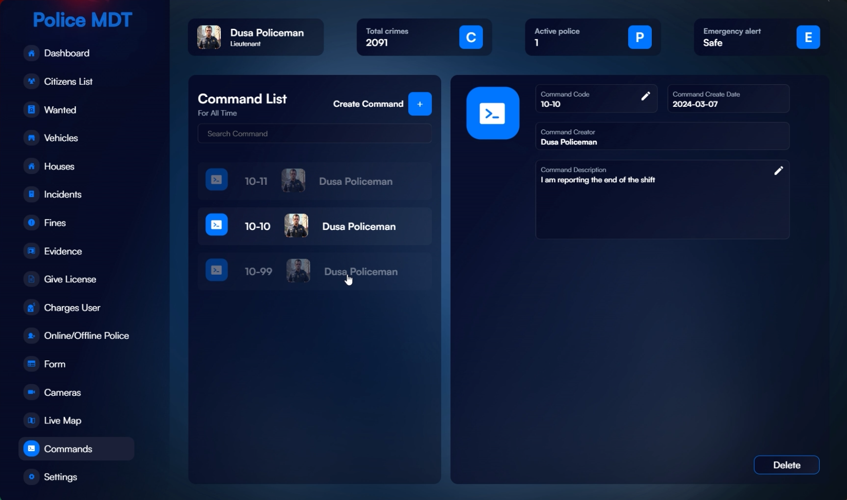 Dusa | Police MDT | Mugshot + Camera